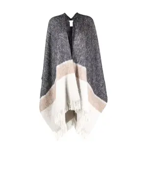 BRUNELLO CUCINELLI Brunello Cucinelli Asymmetrical Hem Fringed Cape