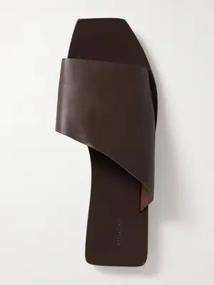 ST. AGNI Asymmetrical Leather Slip-on Sandals