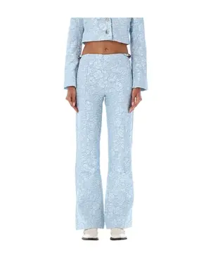 GANNI Floral Jacquard Flared Trousers