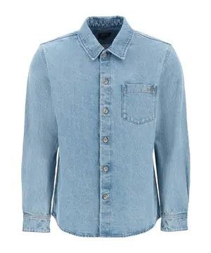 A.p.c. Vittorio Brodée Poitrine Denim Overshirt