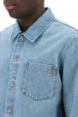 A.p.c. Vittorio Brodée Poitrine Denim Overshirt