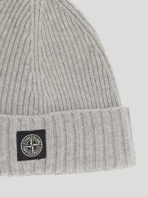 Stone Island Compass Patch Ribbed Knit Beanie