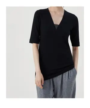 Brunello Cucinelli Monili Chain-embellished V-neck T-shirt - Black