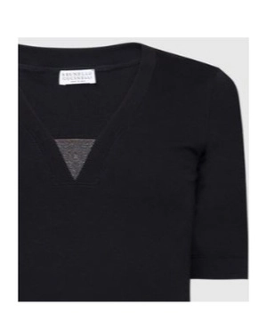 Brunello Cucinelli Monili Chain-embellished V-neck T-shirt - Black
