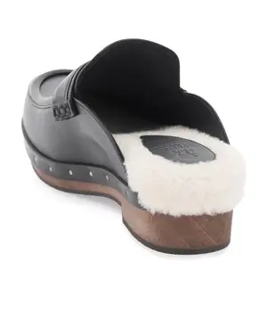 Brunello Cucinelli Leather Sabots With Padded Logo Insert