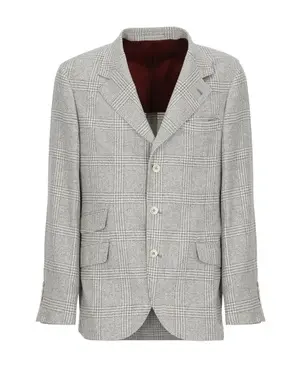 Brunello Cucinelli Checked Wool-silk Blazer