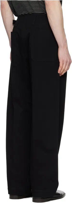 LEMAIRE Pleated Straight Leg Trousers - Black