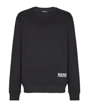 Balmain Logo Printed Crewneck Sweatshirt - Black
