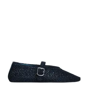 Alaïa Alaïa Buckled Knitted Ballet Flats Deep Blue