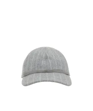 Brunello Cucinelli Pinstripe Baseball Cap - Grey
