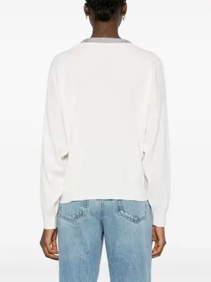 Brunello Cucinelli Long Sleeve V-neck Sweater With Monili Chain Detail