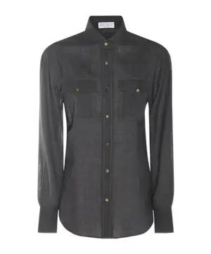 Brunello Cucinelli Long Sleeve Lapel Neck Shirt