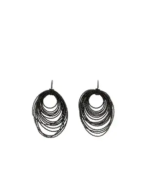 Brunello Cucinelli Stud Embellished Hoop Earrings - Black