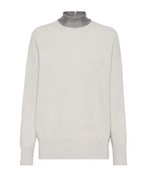 Brunello Cucinelli Rib Knit Cashmere Jumper With Monili Chain Detail