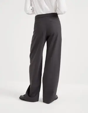 Brunello Cucinelli High Rise Wide Leg Trousers With Buckled Detail