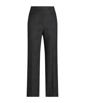 Etro Straight Leg Twill Trousers With Jacquard Pattern - Black