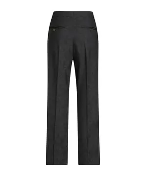 Etro Straight Leg Twill Trousers With Jacquard Pattern - Black