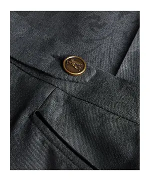 Etro Straight Leg Twill Trousers With Jacquard Pattern - Black