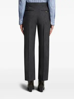 Etro Straight Leg Twill Trousers With Jacquard Pattern - Black