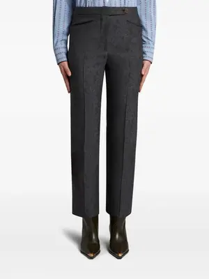 Etro Straight Leg Twill Trousers With Jacquard Pattern - Black