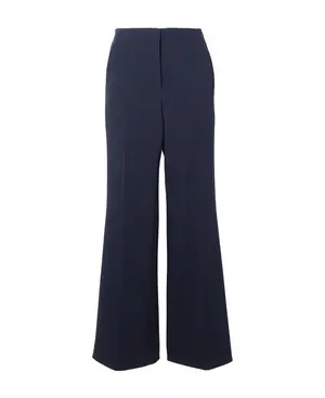 THE ROW Navy Blue Logo Wool Twill Flared Dress Pants