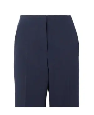 THE ROW Navy Blue Logo Wool Twill Flared Dress Pants