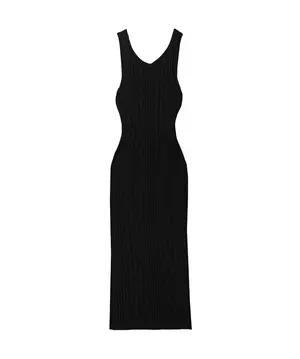 Khaite Ribbed V-neck Sling Dress - Black