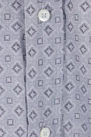 Brunello Cucinelli Geometric Printed Curved Hem Shirt