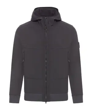 Stone Island Zip-up Hooded Jacket - Black
