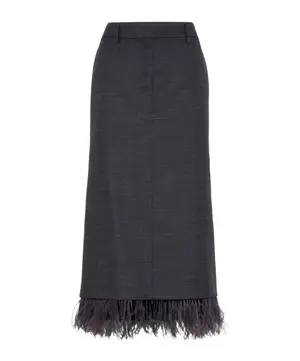 Brunello Cucinelli Fringed Midi Skirt