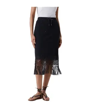 Brunello Cucinelli Fringed Edge Midi Skirt