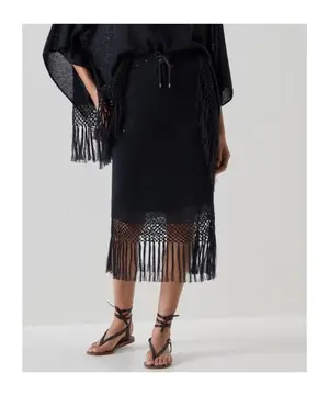 Brunello Cucinelli Fringed Edge Midi Skirt