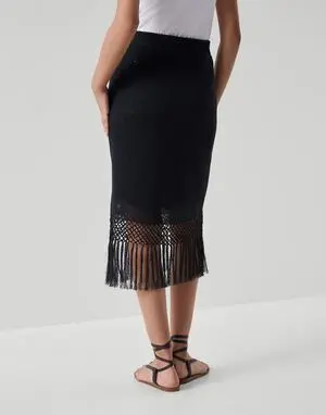 Brunello Cucinelli Fringed Edge Midi Skirt