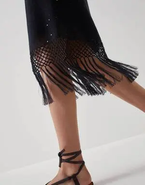 Brunello Cucinelli Fringed Edge Midi Skirt