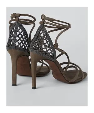 Brunello Cucinelli 110mm Monili-embellished Suede Sandals