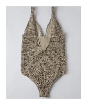 Brunello Cucinelli Crochet Knit U-neck Bodysuit
