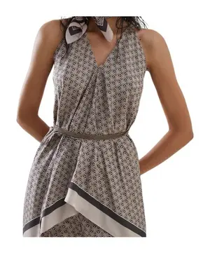 Brunello Cucinelli Geometric Print V-neck Silk Top