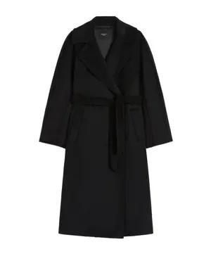 Max Mara Long-sleeved Belted Coat - Black