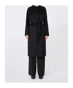 Max Mara Long-sleeved Belted Coat - Black