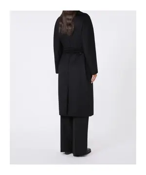 Max Mara Long-sleeved Belted Coat - Black