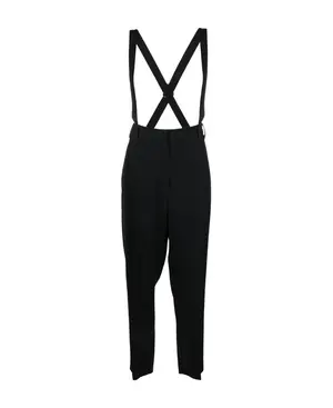 Brunello Cucinelli High-waisted Cropped Brace-detail Trousers - Black