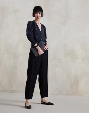 Brunello Cucinelli High-waisted Cropped Brace-detail Trousers
