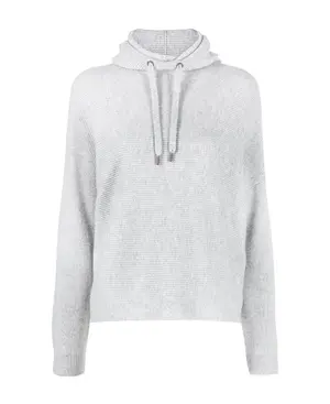 Brunello Cucinelli Ribbed Knit Drawstring Hoodie