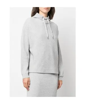 Brunello Cucinelli Ribbed Knit Drawstring Hoodie