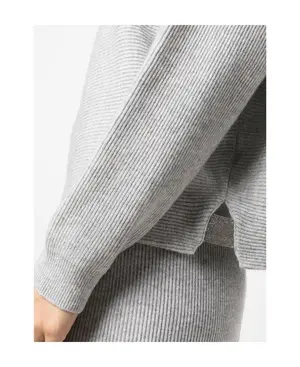 Brunello Cucinelli Ribbed Knit Drawstring Hoodie