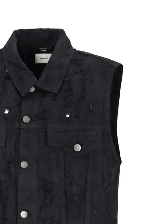 HAIKURE Sleeveless Collared Distressed Gilet