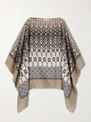 Brunello Cucinelli Geometric Print Silk Blouse