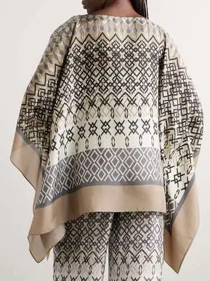 Brunello Cucinelli Geometric Print Silk Blouse