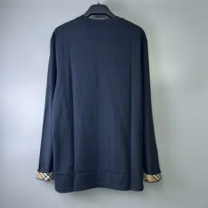 Burberry Long-sleeve Check Trim Cotton Top