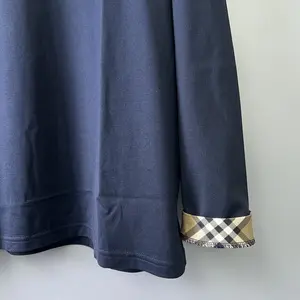 Burberry Long-sleeve Check Trim Cotton Top